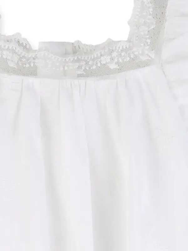 Chloé Ruffled Lace-trim Dress - White