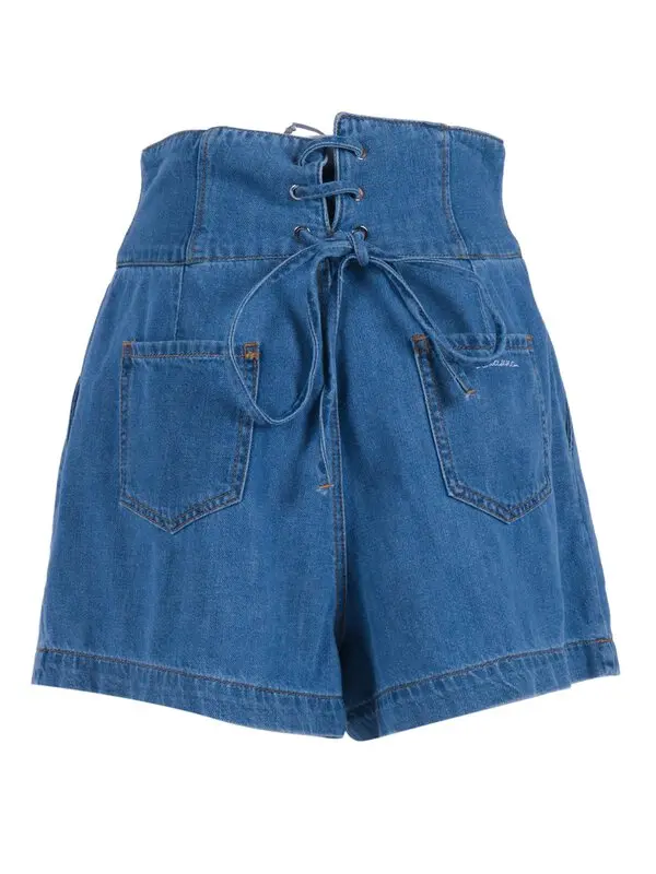 Ermanno Scervino High-waisted Lace-up Denim Shorts