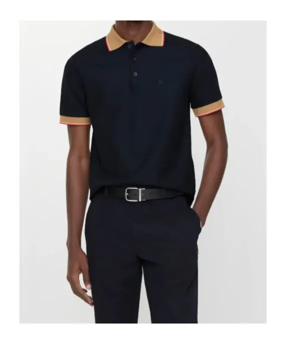 Burberry Logo Collar Cotton Polo Shirt - Navy