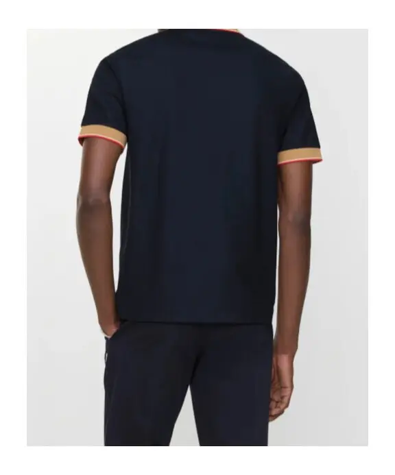 Burberry Logo Collar Cotton Polo Shirt - Navy