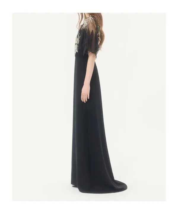 Valentino Garavani Short Sleeve Dress With Embellished Floral Motifs