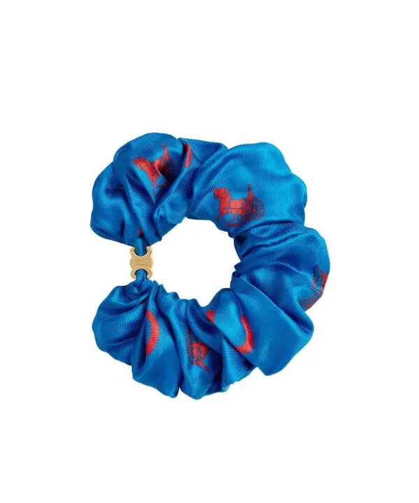 Celine C Sulky Scrunchie In Silk And Brass With Gold Finish - Blue