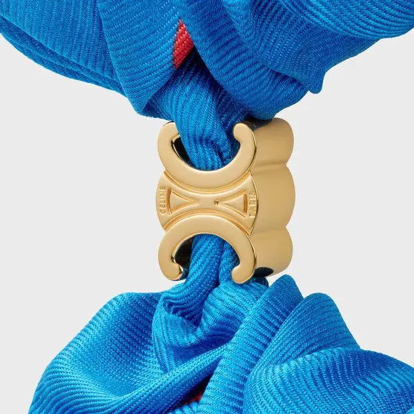 Celine C Sulky Scrunchie In Silk And Brass With Gold Finish - Blue