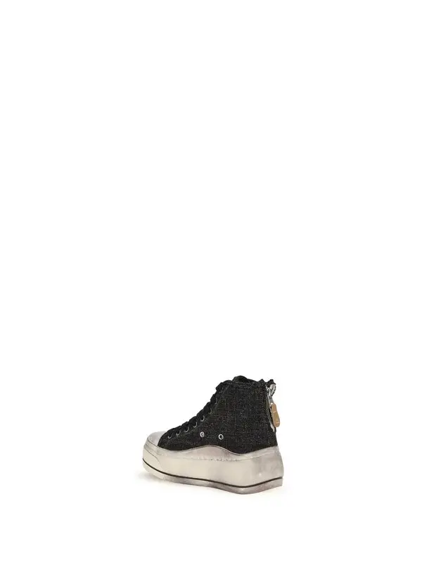 R13 Zip-detail Platform High Top Sneakers - Black