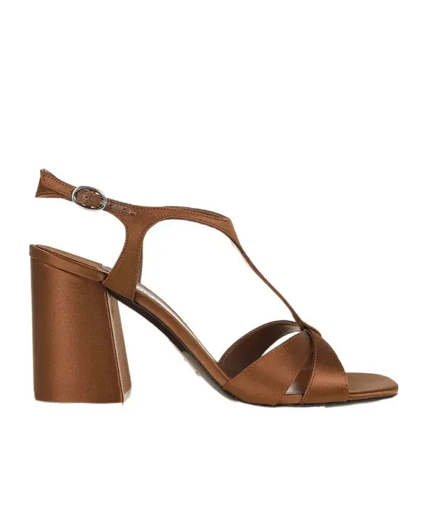 JIMMY CHOO Kesia 85 Block Heel Sandals - Brown