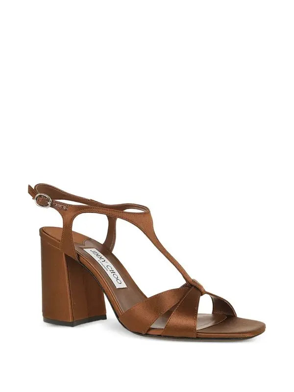 JIMMY CHOO Kesia 85 Block Heel Sandals - Brown