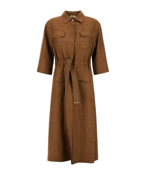 Herno Drawstring-waist Linen Midi Dress