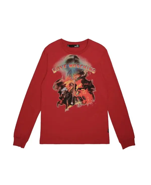 Moschino T-shirt With Round Neck And Long Sleeves