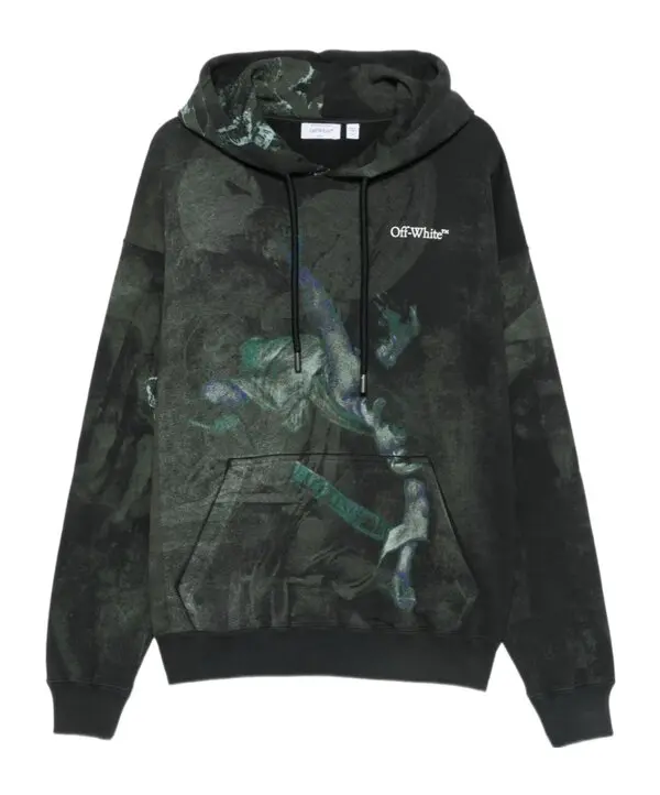 Off-White Long-sleeved Hooded Sweatshirt - Black