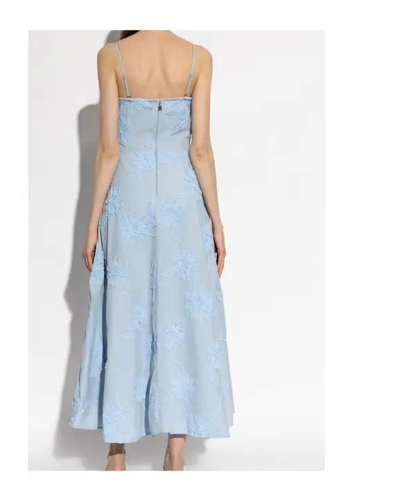 ROTATE BY BIRGER CHRISTENSEN Floral Embroidered Midi Dress - Blue