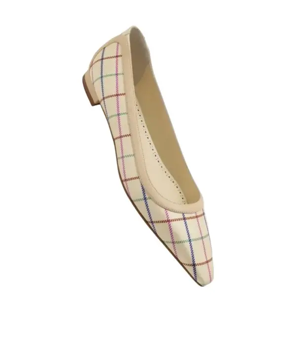 Manolo Blahnik Checked Pointed Ballet Flats