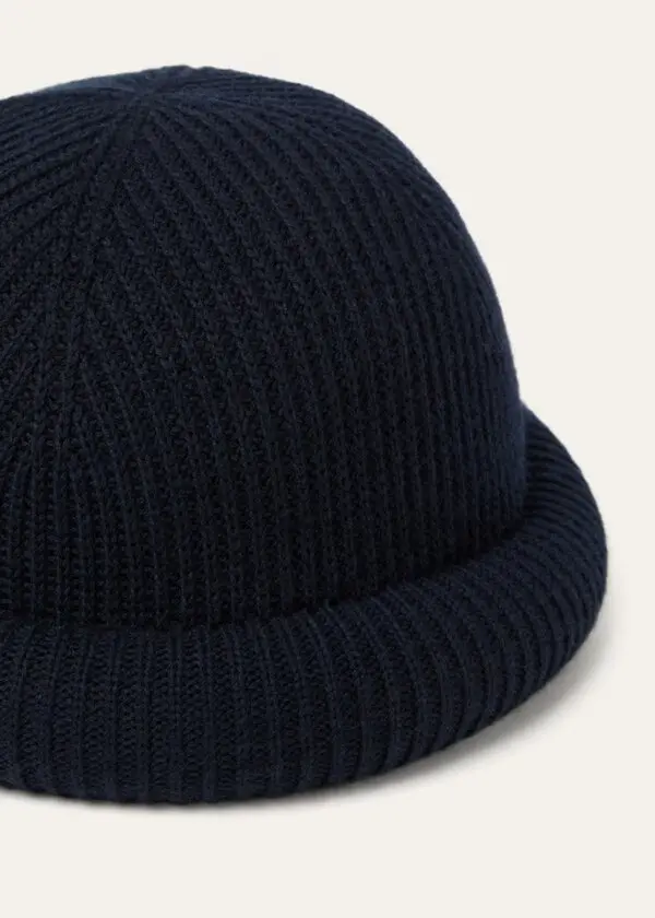 Loro Piana Sloop Wool Beanie Hat - Blue Navy