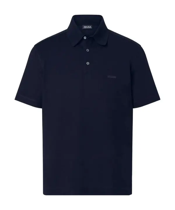 Zegna Short-sleeved Buttoned Polo Shirt - Black