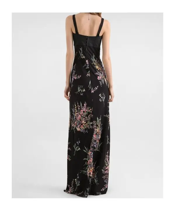 Dolce & Gabbana Flower Bouquets Printed Long Charmeuse Dress