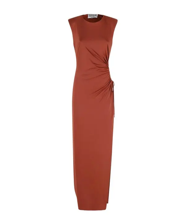 Essentiel Antwerp Sleeveless Gathered Jersey Maxi Dress - Brown