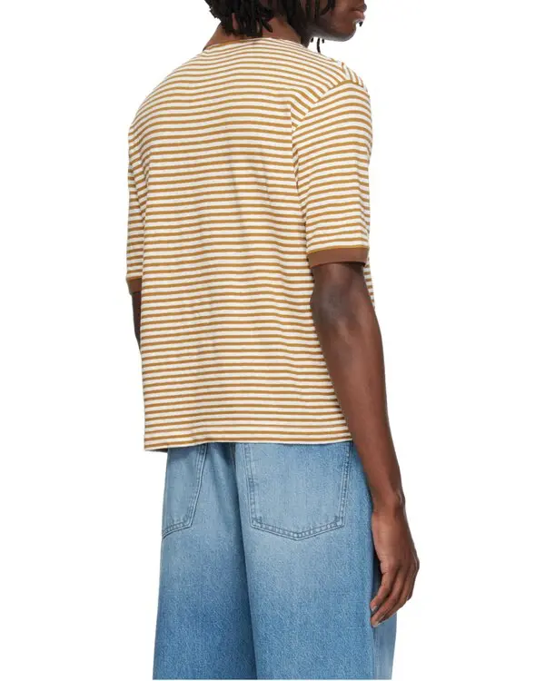 Marni Striped Linen Blend Polo Shirt