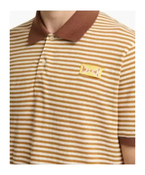 Marni Striped Linen Blend Polo Shirt