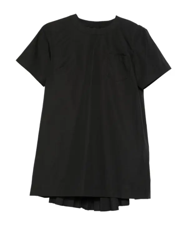 Sacai Pleated Crewneck Mini Dress - No