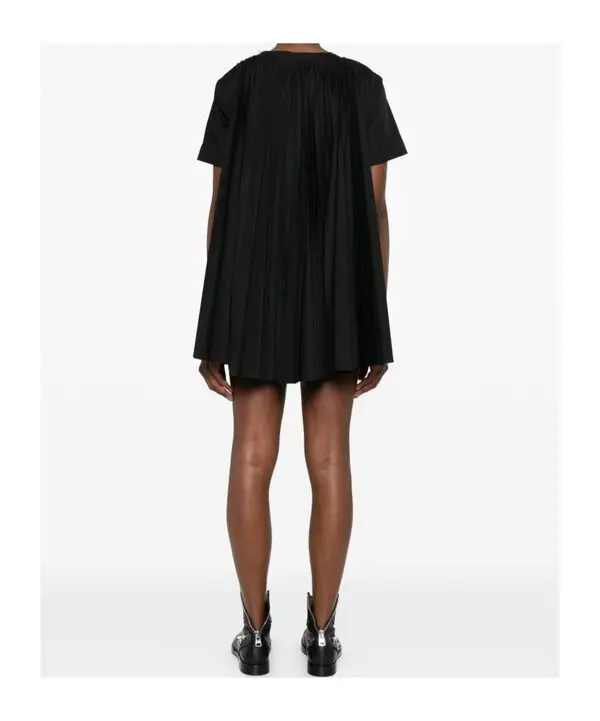 Sacai Pleated Crewneck Mini Dress - No
