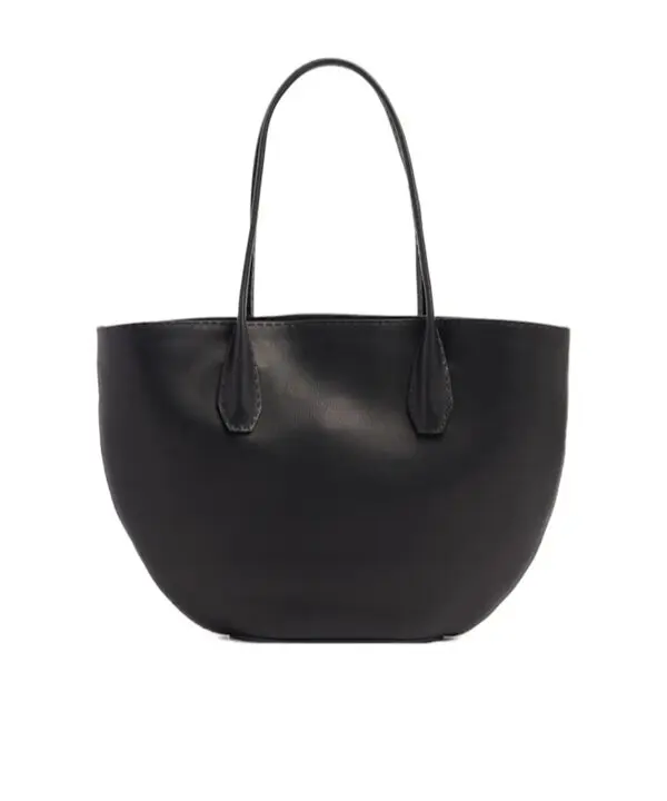 THE ROW Alger Saddle Leather Tote Bag - Black