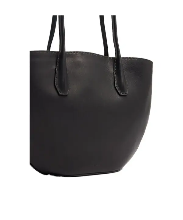 THE ROW Alger Saddle Leather Tote Bag - Black