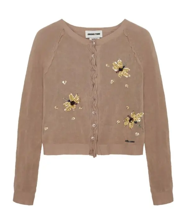 SHUSHU/TONG Embellished Floral Cardigan