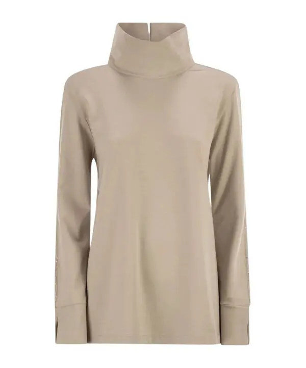 Herno Turtleneck Sweater With Logo Detail - Nude