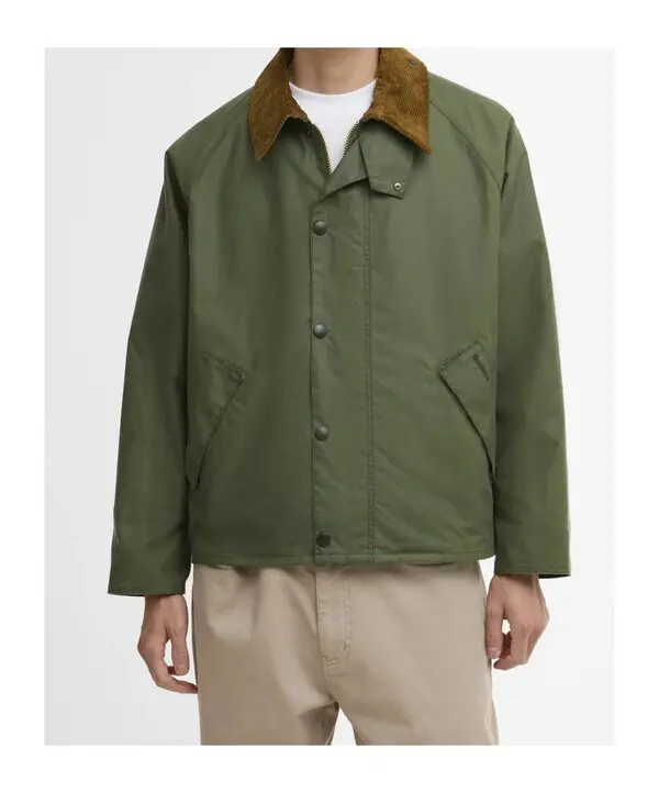 Barbour Corduroy Collar Buttoned Jacket - Light Moss