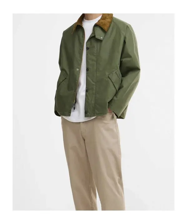 Barbour Corduroy Collar Buttoned Jacket - Light Moss