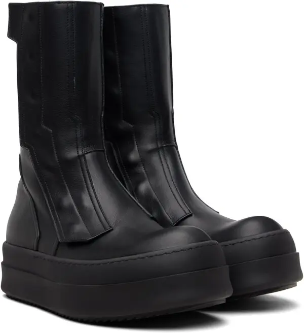 Rick Owens Panelled Leather Boots - Black