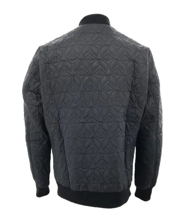 Moschino Quilted Peace Sign Bomber Jacket - Black