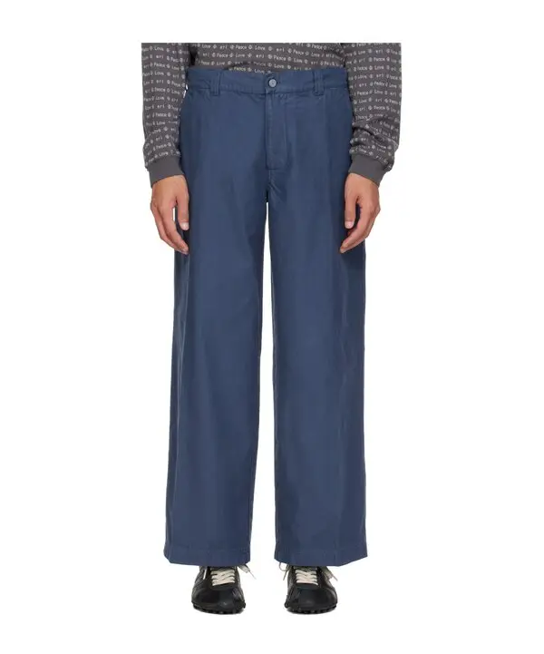 ERL Navy Chino Woven Trousers - Blue