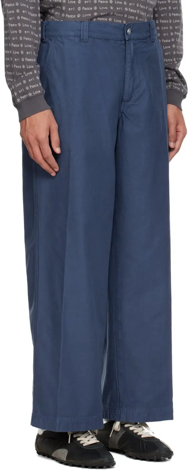 ERL Navy Chino Woven Trousers - Blue