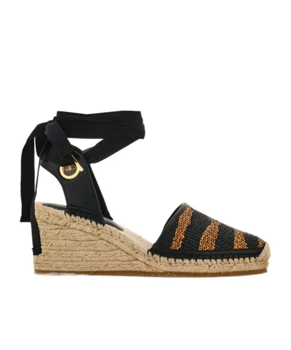 FERRAGAMO Espadrille Wedge Sandals - Black/natural