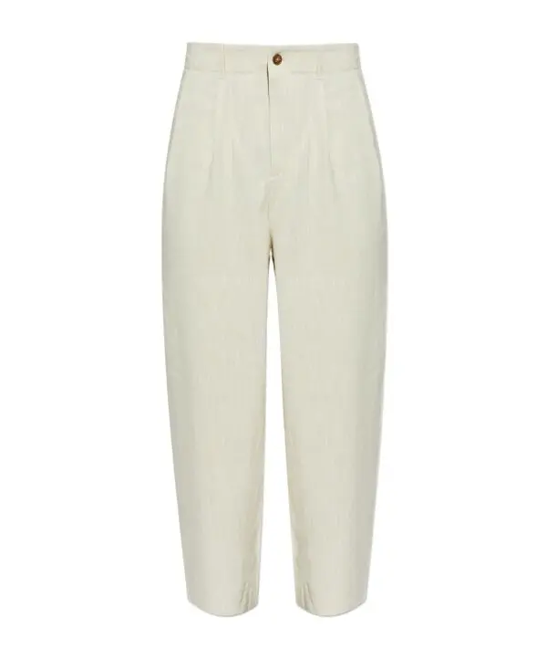 Maison Kitsuné Relaxed Fit Pleated Trousers - Off-white
