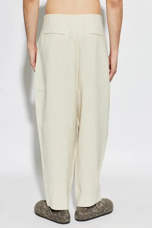 Maison Kitsuné Relaxed Fit Pleated Trousers - Off-white