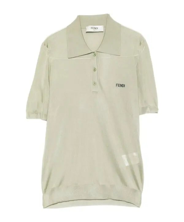 Fendi Shiny Knit Polo Top