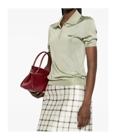 Fendi Shiny Knit Polo Top