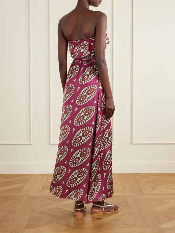 Themis Z Selene Printed Ruffled Silk-blend Maxi Dress - Multi