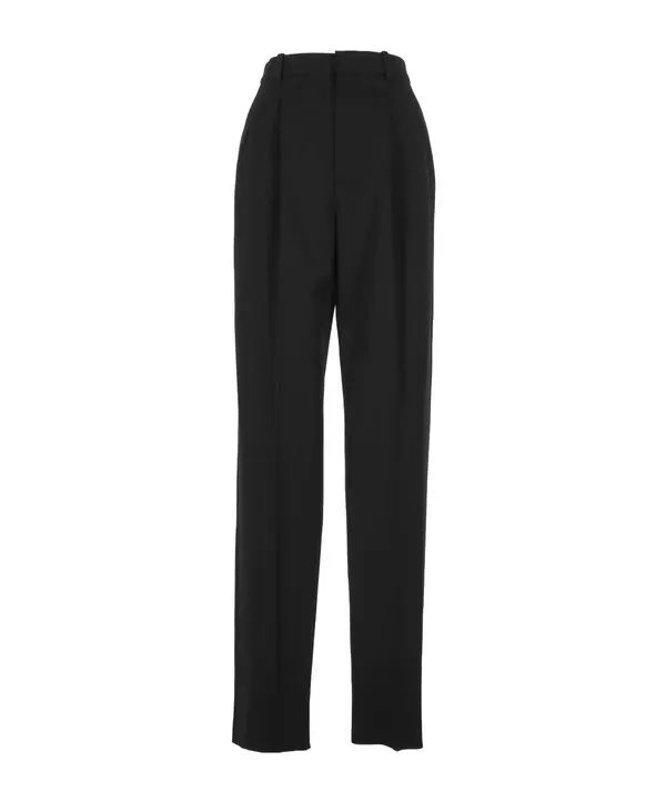 Saint Laurent Pleated Straight Leg Tailored Pants - Black