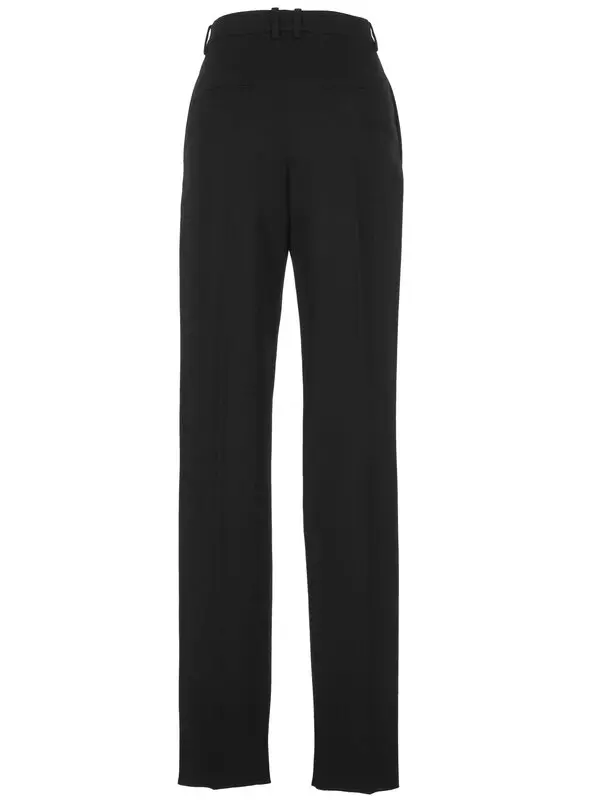 Saint Laurent Pleated Straight Leg Tailored Pants - Black