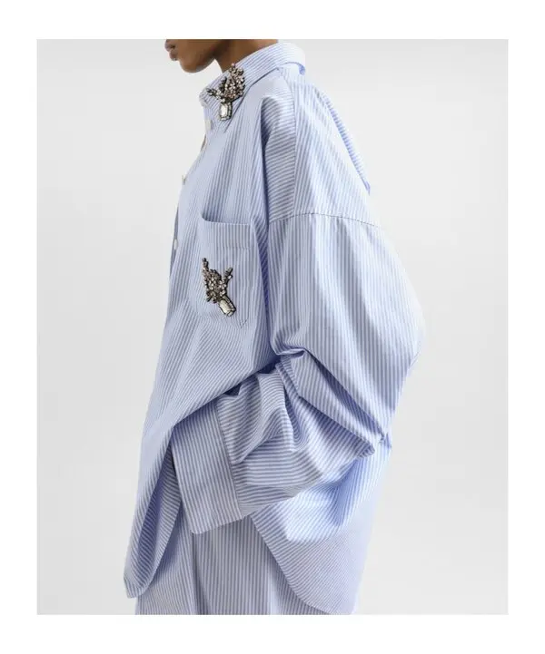Dolce & Gabbana Striped Embellished Button-up Shirt