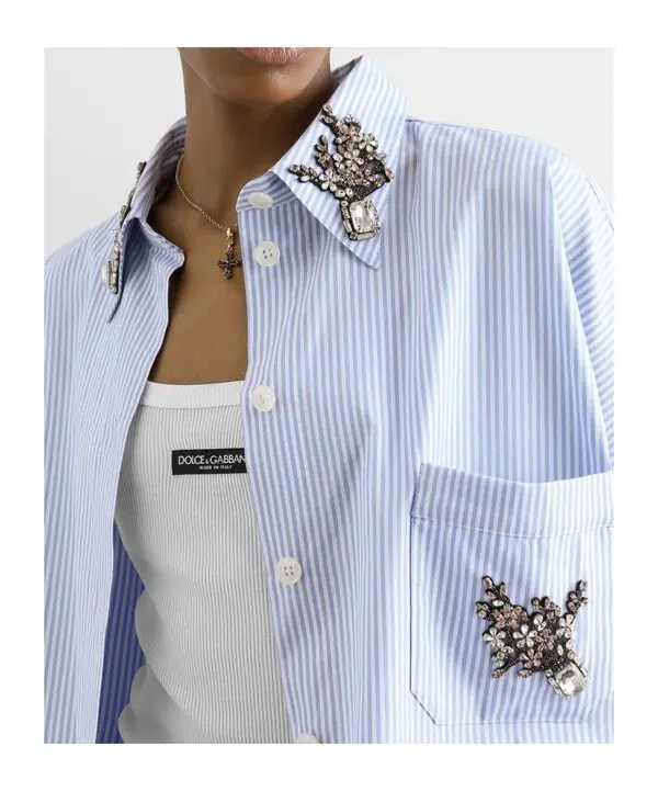 Dolce & Gabbana Striped Embellished Button-up Shirt