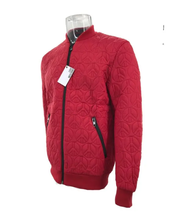 Moschino Quilted Bomber Jacket With Peace Sign Motif - Red