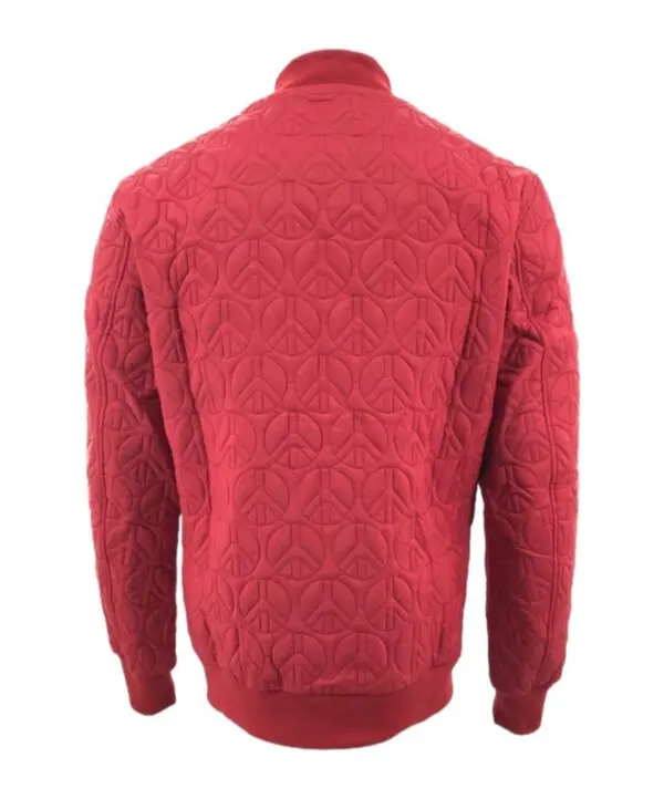 Moschino Quilted Bomber Jacket With Peace Sign Motif - Red