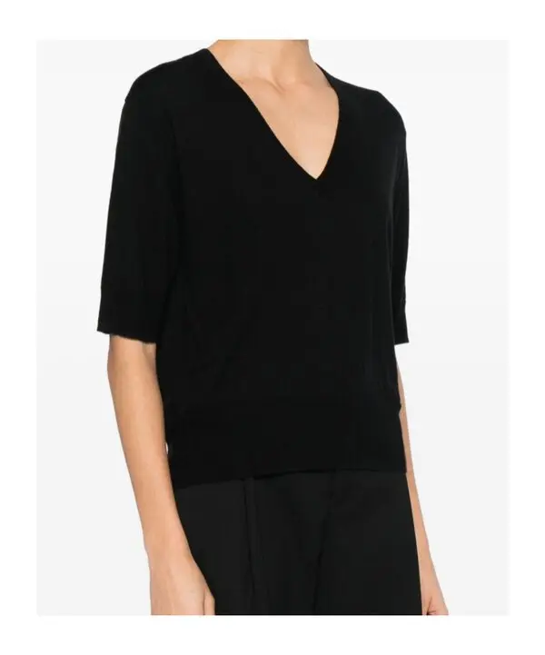 Soft Goat V-neck Short-sleeved Knit Top
