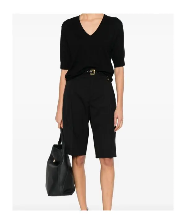 Soft Goat V-neck Short-sleeved Knit Top