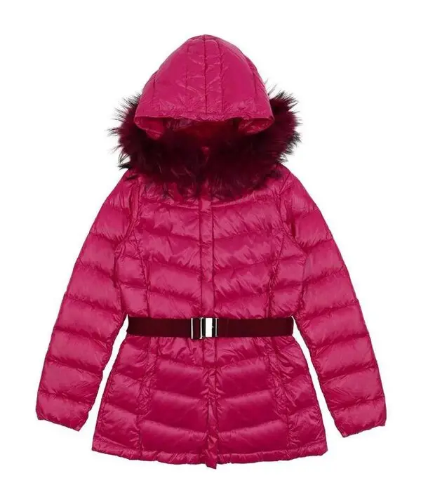 Max Mara Hooded Quilted Down Jacket With Fur Trim