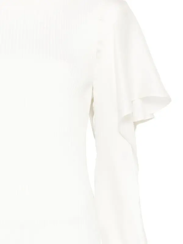 Sacai Ruffled Satin-sleeve Top - White