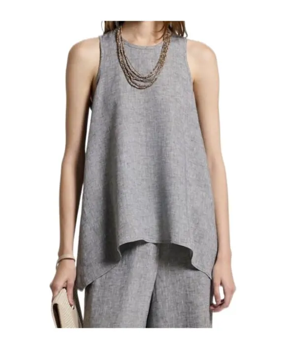 Peserico Asymmetric Sleeveless Top - Gray
